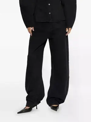 ROTATE BY BIRGER CHRISTENSEN Draped Barrel-leg Jeans Denim