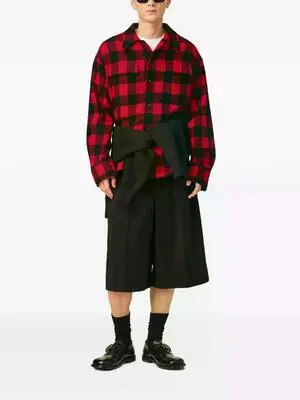 AMI Paris Wide Check Wool Overshirt - Red