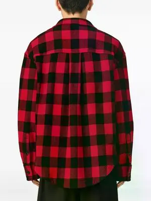 AMI Paris Wide Check Wool Overshirt - Red
