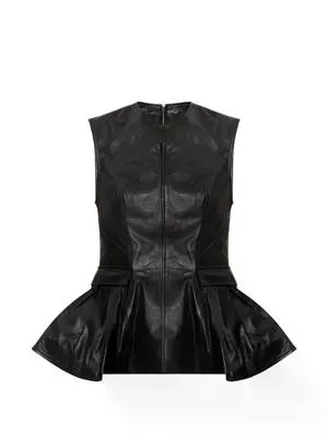 ROTATE BY BIRGER CHRISTENSEN Peplum Leather Top