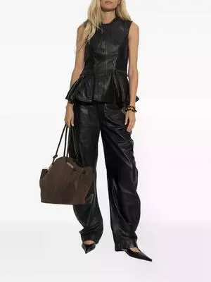 ROTATE BY BIRGER CHRISTENSEN Peplum Leather Top