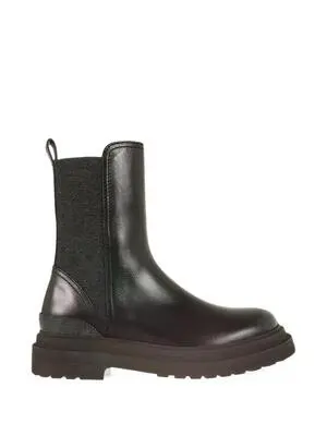 Brunello Cucinelli Monili-trim Leather Ankle Boots