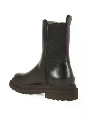 Brunello Cucinelli Monili-trim Leather Ankle Boots