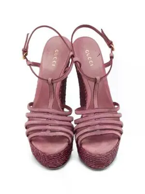 Gucci Suede Wedge Espadrille Sandals