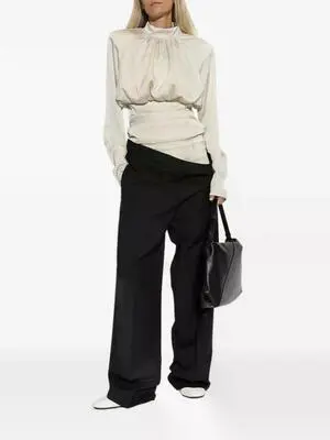 ROTATE BY BIRGER CHRISTENSEN Long-sleeves Ruched Top White