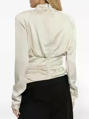 ROTATE BY BIRGER CHRISTENSEN Long-sleeves Ruched Top White