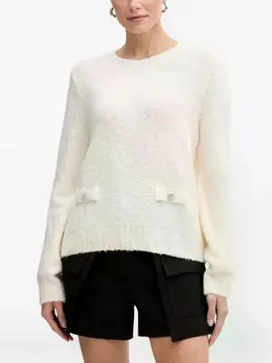 MORGAN Embellished Boucle-knit Sweater - Neutrals