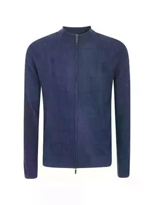 Emporio Armani Ribbed Wool Zip-up Cardigan