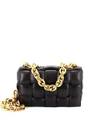 Bottega Veneta Cassette Chain Padded Maxi Intrecciato Leather Crossbody Bag - Black