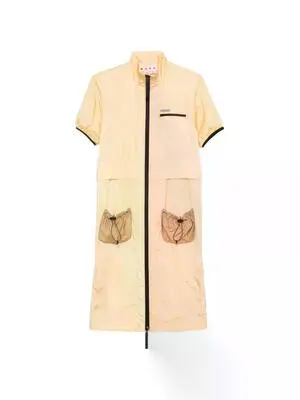 Marni Zip-up Drawstring Pocket Dress - Yellow