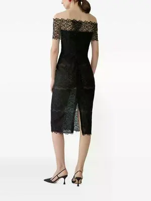 Carolina Herrera Lace-trimmed Off-shoulder Dress - Black