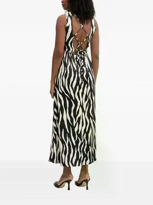 MORGAN Zebra Print Lace-up Maxi Dress