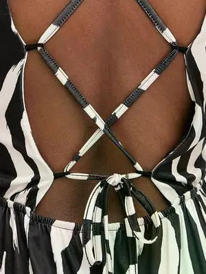MORGAN Zebra Print Lace-up Maxi Dress