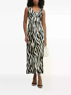 MORGAN Zebra Print Lace-up Maxi Dress - Black