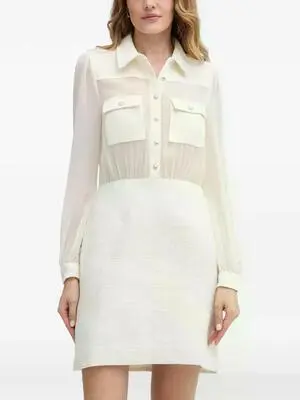 MORGAN Tweed-panelled Sheer-sleeve Mini Dress