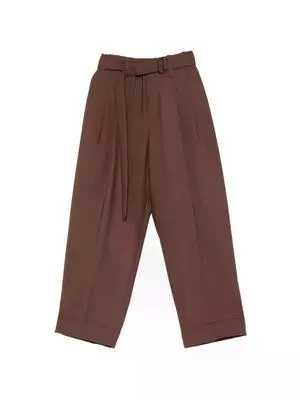 Brunello Cucinelli Belted Pleated Trousers - Brown
