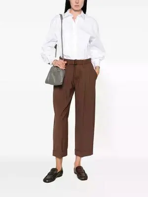 Brunello Cucinelli Belted Pleated Trousers - Brown