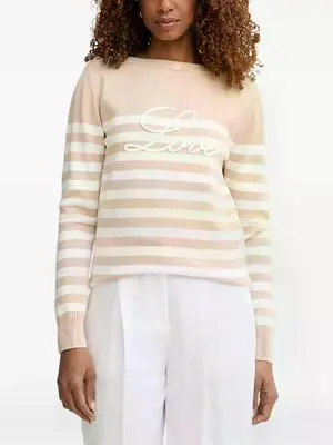 MORGAN Striped Button-detail Sweater - Neutrals