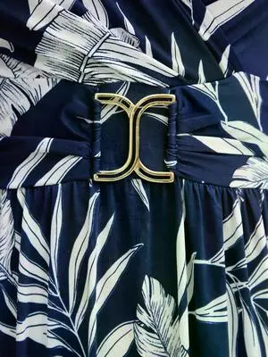 MORGAN Leaf-print Buckle-detail Maxi Dress