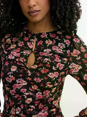 MORGAN Floral-print Ruched Mini Dress