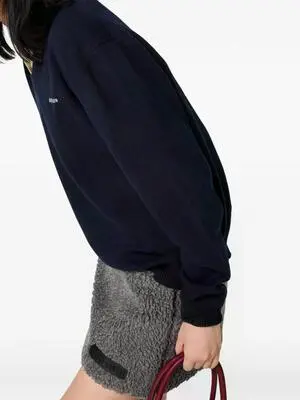 Miu Miu Curly Fleece Miniskirt With Leather Logo Detail