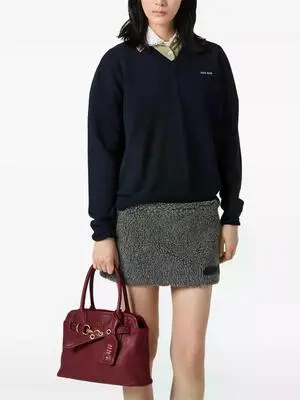 Miu Miu MIU MIU Curly Fleece Miniskirt Grey