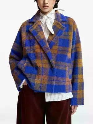 Essentiel Antwerp Karreau Checked Double-breasted Cardigan - Blue