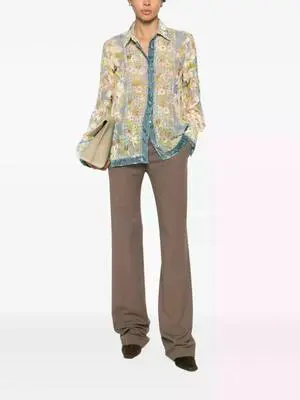 Ermanno Scervino Floral-print Silk Shirt - Blue