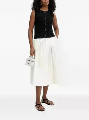 MORGAN Floral Appliqué Lace-trim Sleeveless Cardigan - Black