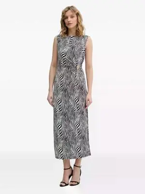 MORGAN Zebra-print Side-slit Midi Dress