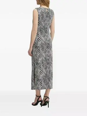 MORGAN Zebra-print Side-slit Midi Dress