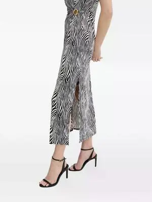 MORGAN Zebra-print Side-slit Midi Dress