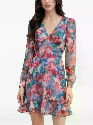 MORGAN Floral-print Ruffled Mini Dress - Blue