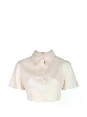 Matthew Bruch Cropped Open-back Shirt - Neutrals