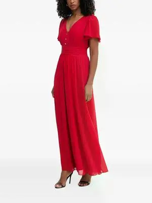 MORGAN Shirred V-neck Maxi Dress
