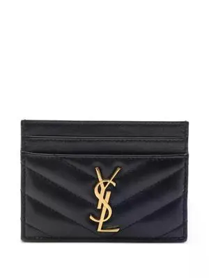 Saint Laurent 2020s Logo-plaque Quilted Card Case - Black