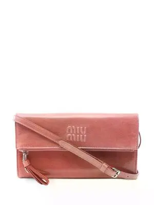 Miu Miu Vitello Shine Leather Shoulder Bag - Brown