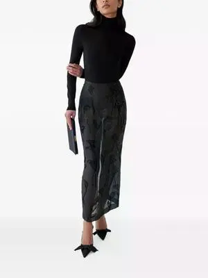 Carolina Herrera Floral-embroidered Organza Midi Skirt
