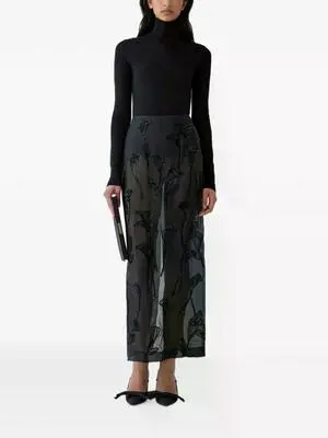 Carolina Herrera Floral-embroidered Organza Midi Skirt