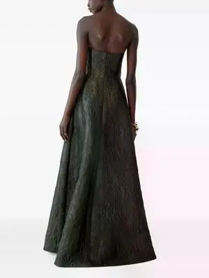 Carolina Herrera Floral-jacquard Strapless Maxi Dress