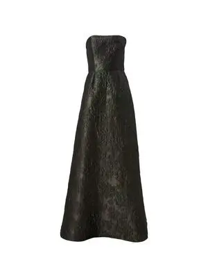 Carolina Herrera Floral Jacquard Strapless Maxi Dress - Green