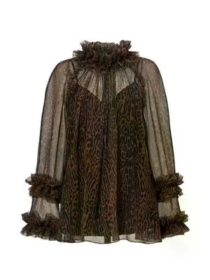 Carolina Herrera Ruffled Leopard-print Top