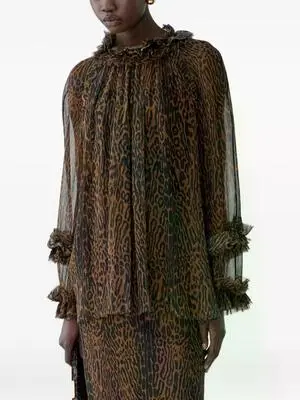 Carolina Herrera Ruffled Leopard-print Top