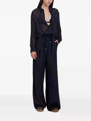Ermanno Scervino Georgette Polka-dot Lace-trim Shirt - Blue