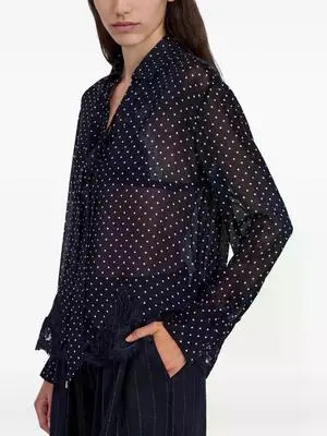 Ermanno Scervino Georgette Polka-dot Lace-trim Shirt