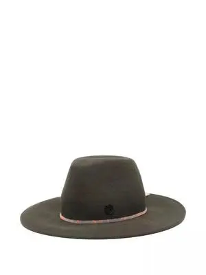 MAISON MICHEL Logo Plaque Trim Hat - Green