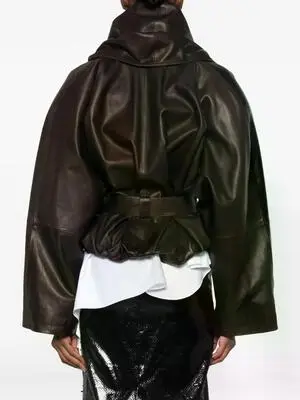 Magda Butrym Shawl Collar Belted Leather Jacket