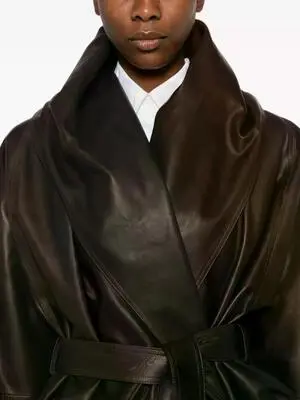 Magda Butrym Shawl Collar Belted Leather Jacket