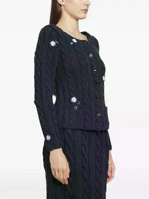 PILLINGS Embroidered Cable-knit Cardigan