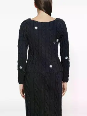 PILLINGS Embroidered Cable-knit Cardigan